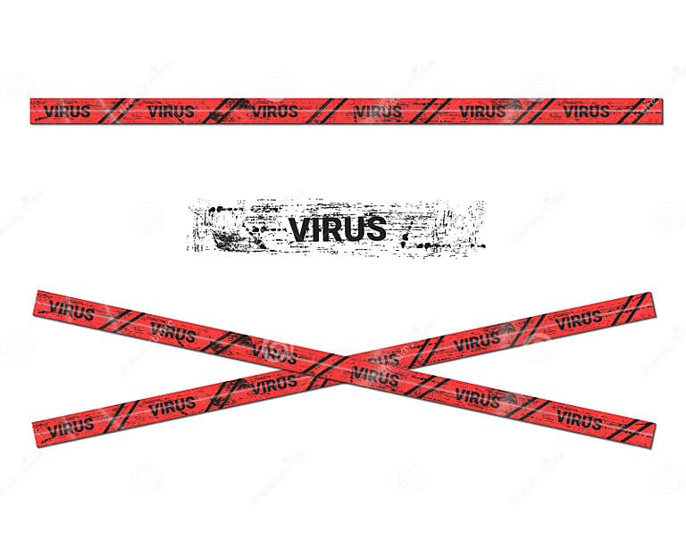 Old Grunge Virus Zone Warning Tape, Red Risk Stripe, Vector Stock ...