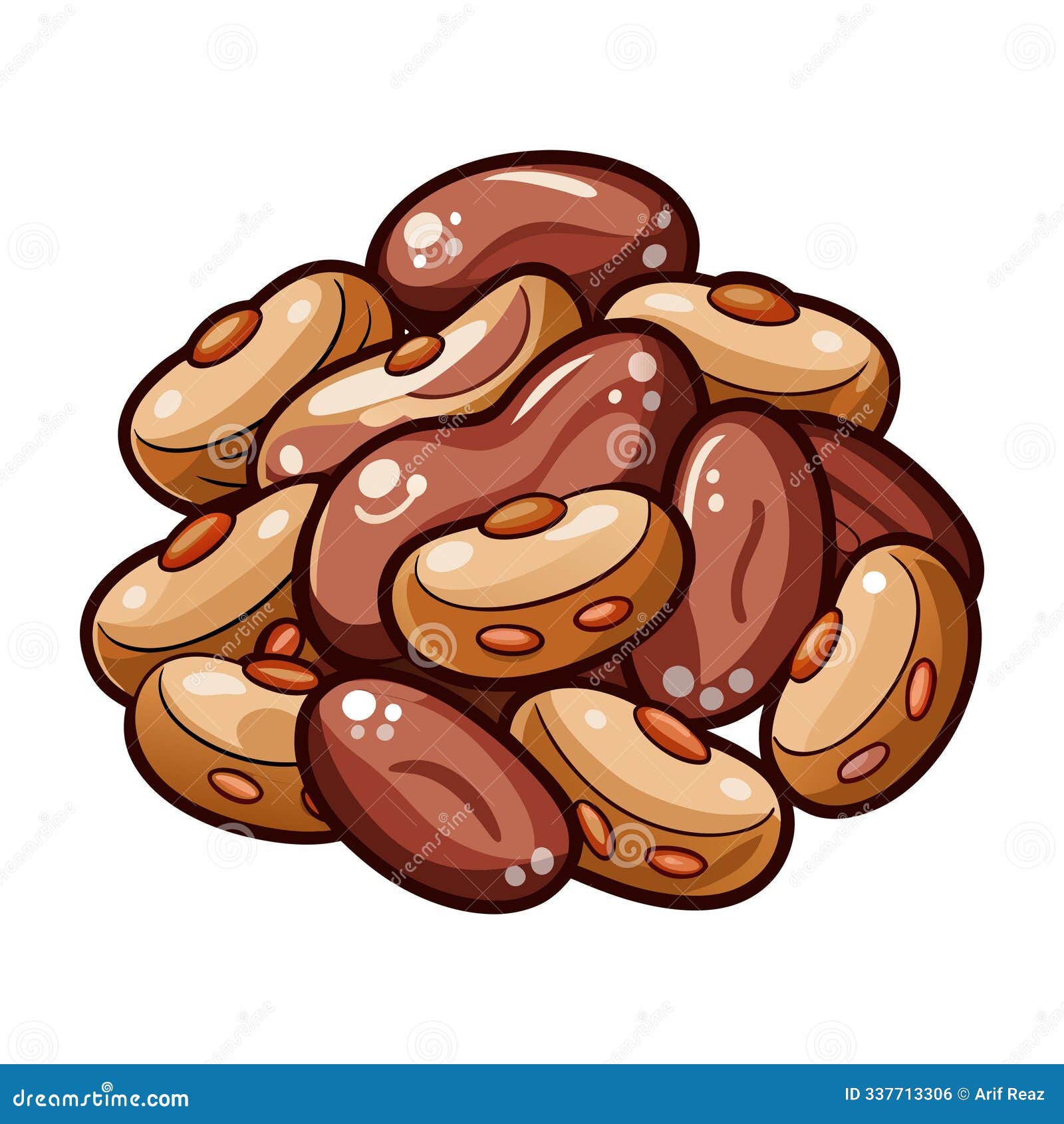 Realistic Pinto Beans Vector Illustration on White Background Stock ...