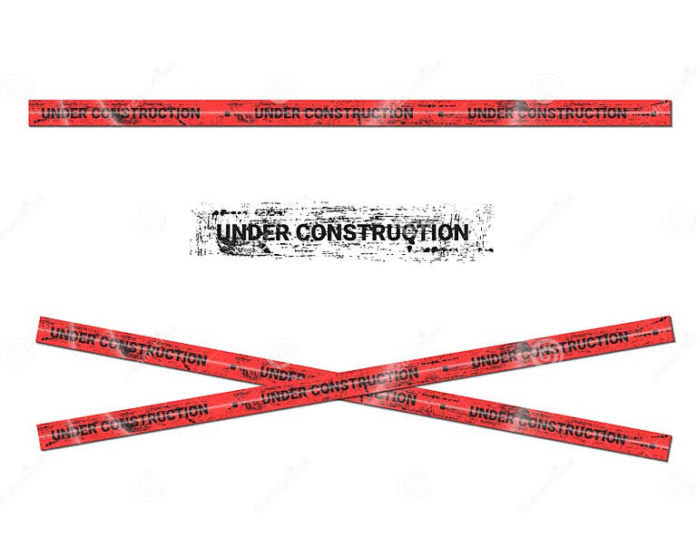 Old Grunge Under Construction Warning Tape, Red Zone Stripe, Vector ...