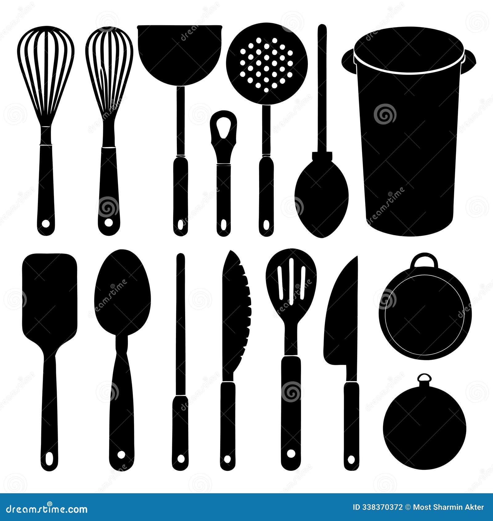 Comprehensive Kitchen Tools Silhouette Vector Collection Essential ...