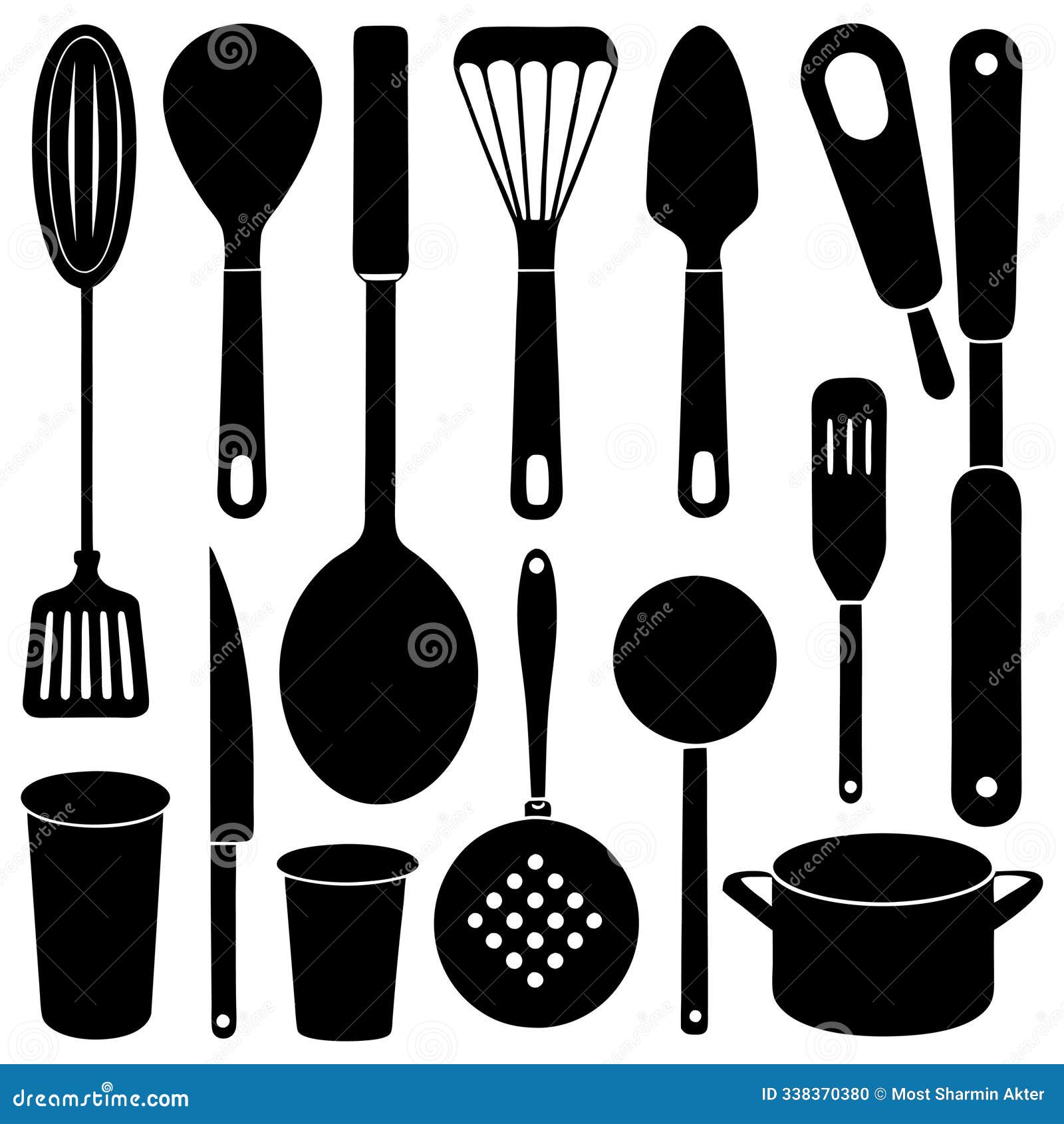 Comprehensive Kitchen Tools Silhouette Vector Collection Essential ...