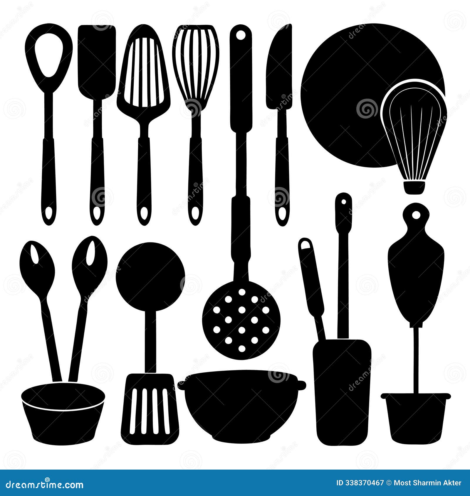 Comprehensive Kitchen Tools Silhouette Vector Collection Essential ...