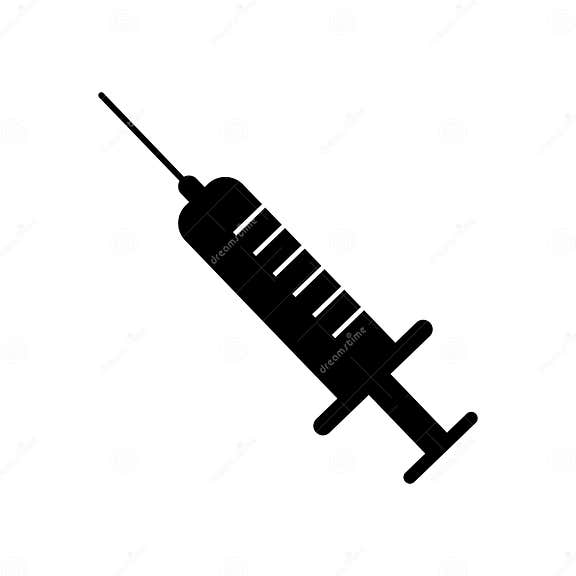 Black Syringe Icon. Injection Syringe Medical Icon Isolated on Black ...