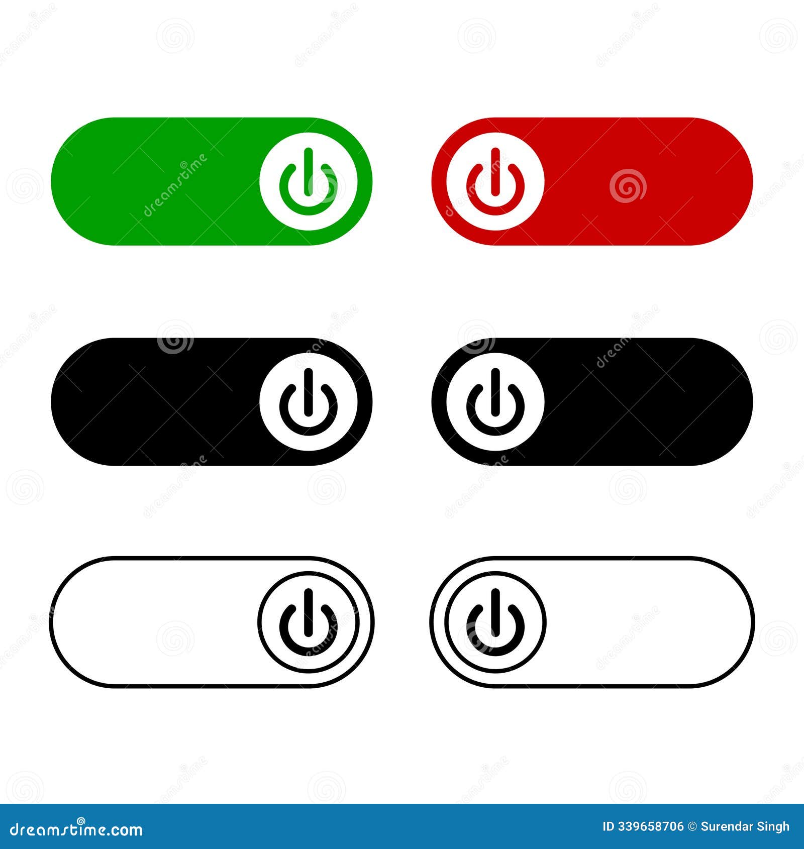 Set of Power on and Off Switch Icon. Switch Buttons. on, Off Vector ...