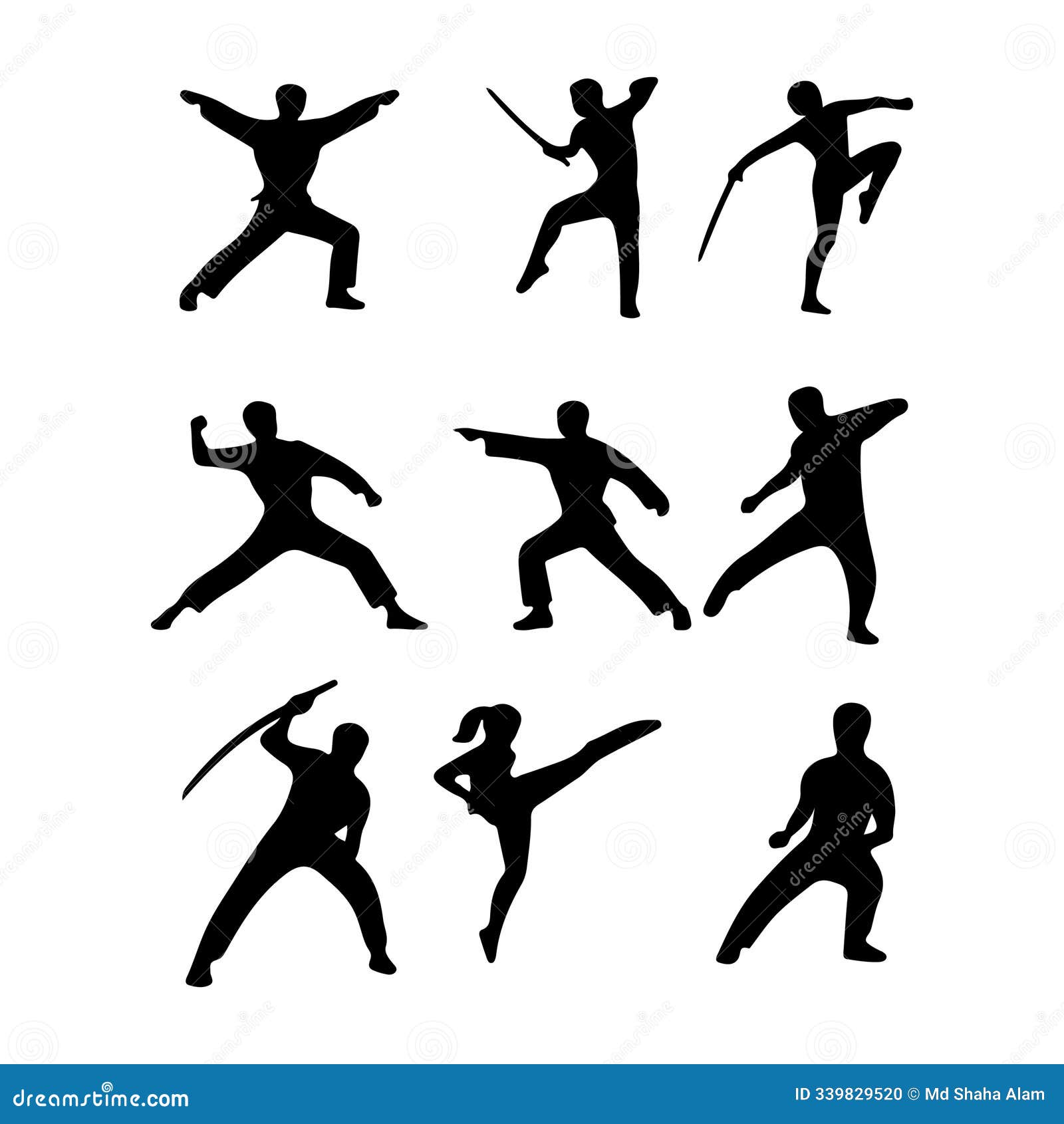 Kung Fu Symbol Icon Silhouette Vector Art Drawing Isolated on White ...