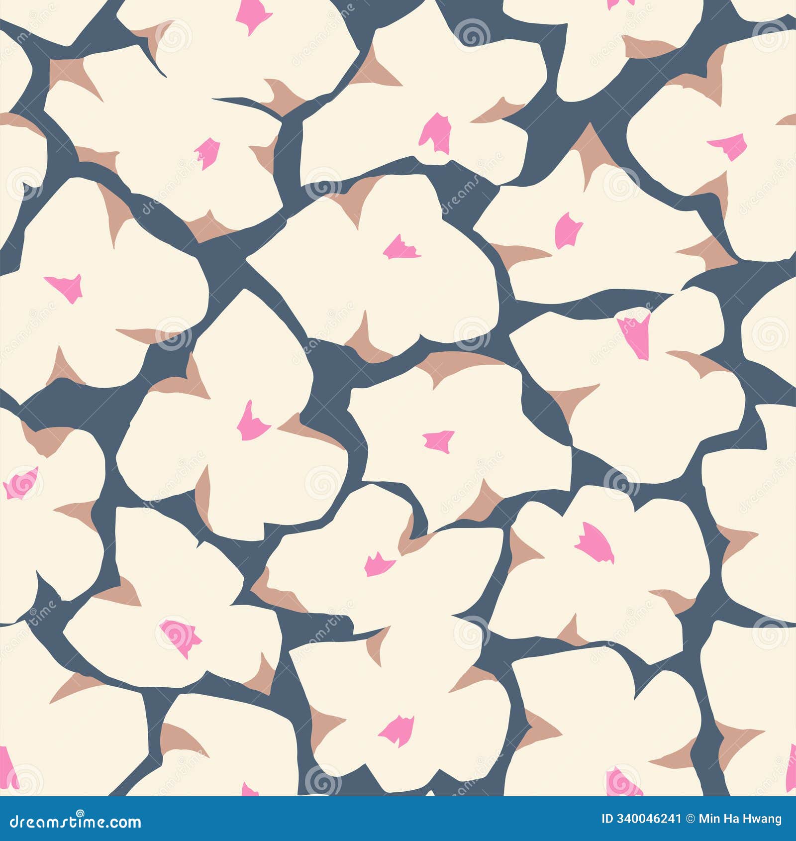 Vector Simple Flower Illustration Seamless Repeat Pattern Digital ...