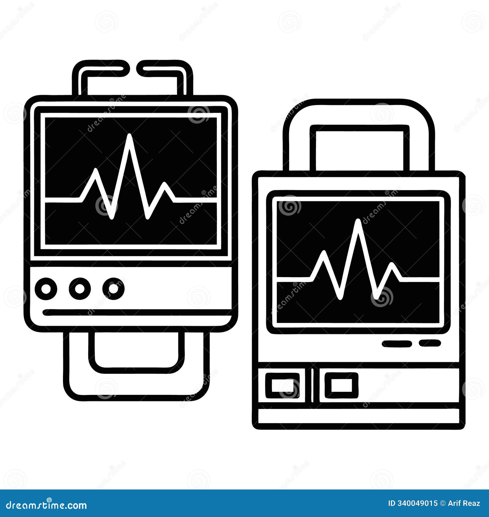 EKG ECG Machine Vector Outline Illustration for Medical Use Stock ...