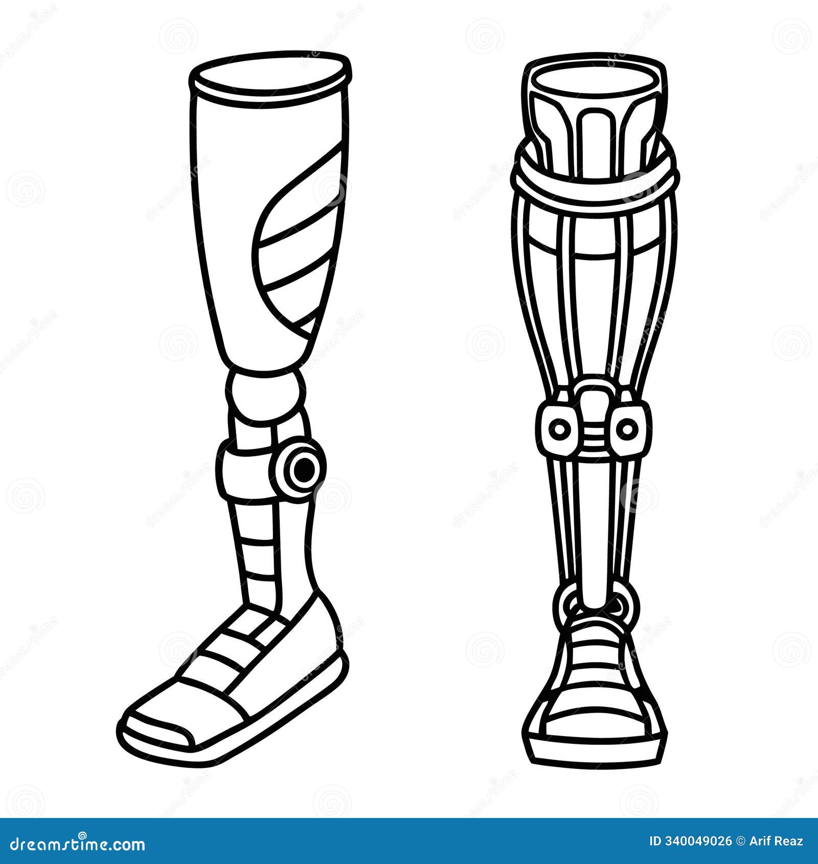 Prosthetic Limbs Vector Outline Illustration Ideal for Medical and ...