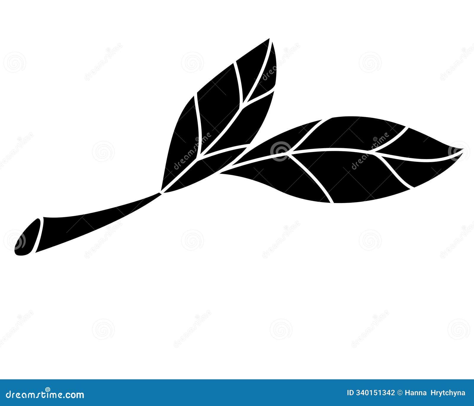 Tree Branch with Leaves - Vector Silhouette Image for Stencil, Logo or ...