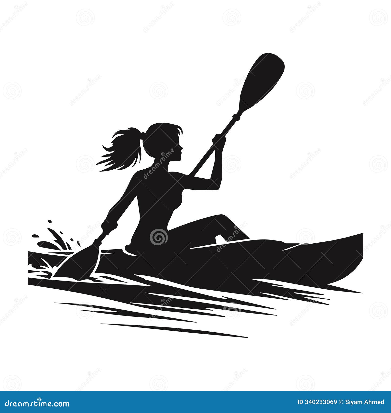 A Vector Silhouette Kayaking. Stock Vector - Illustration of seated ...