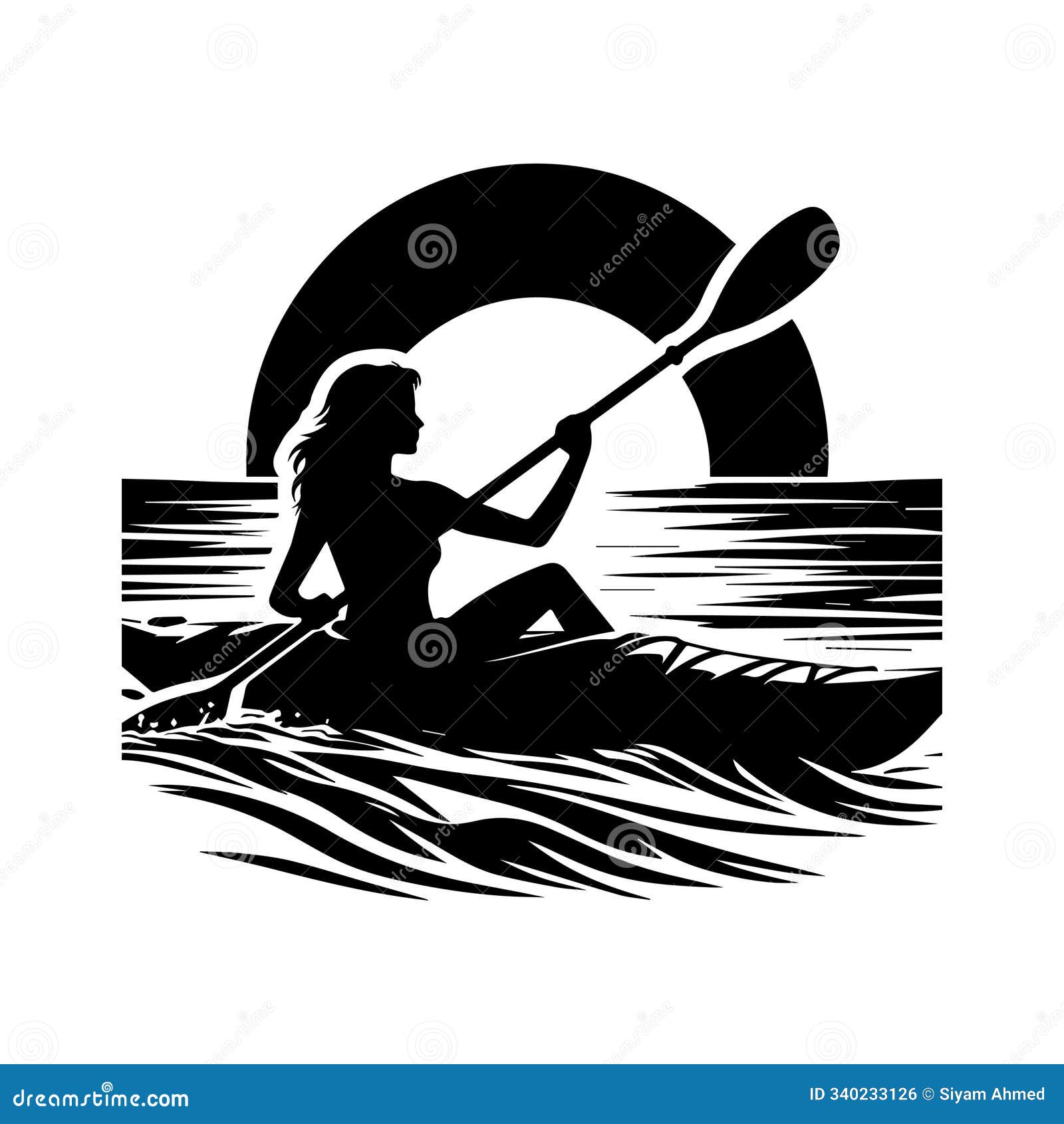 A Vector Silhouette Kayaking. Stock Vector - Illustration of rowing ...