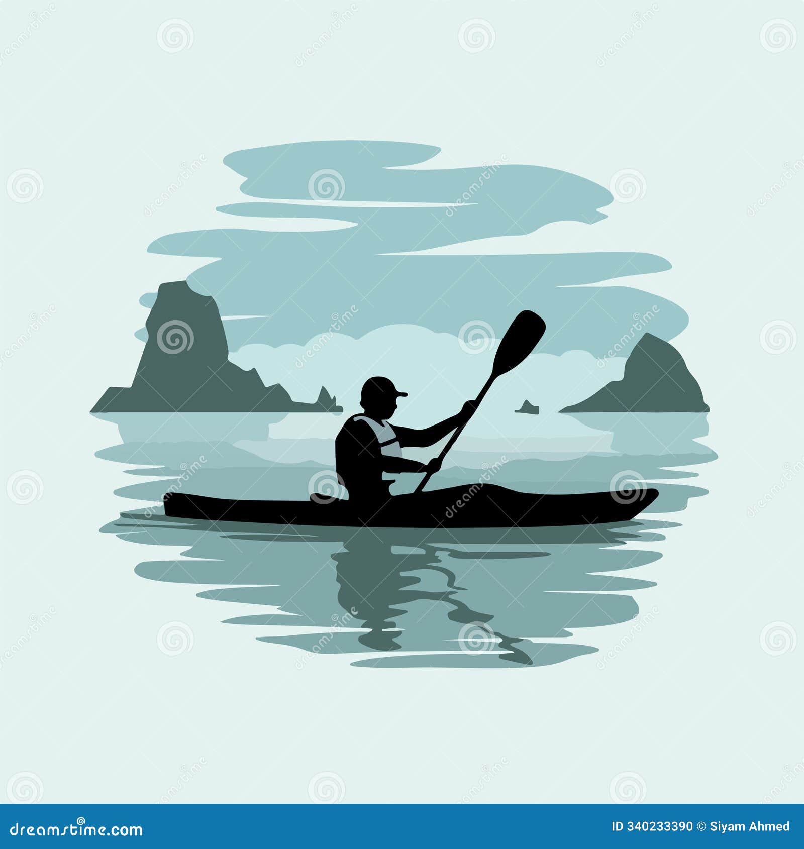 A Vector Silhouette Kayaking. Stock Vector - Illustration of activity ...