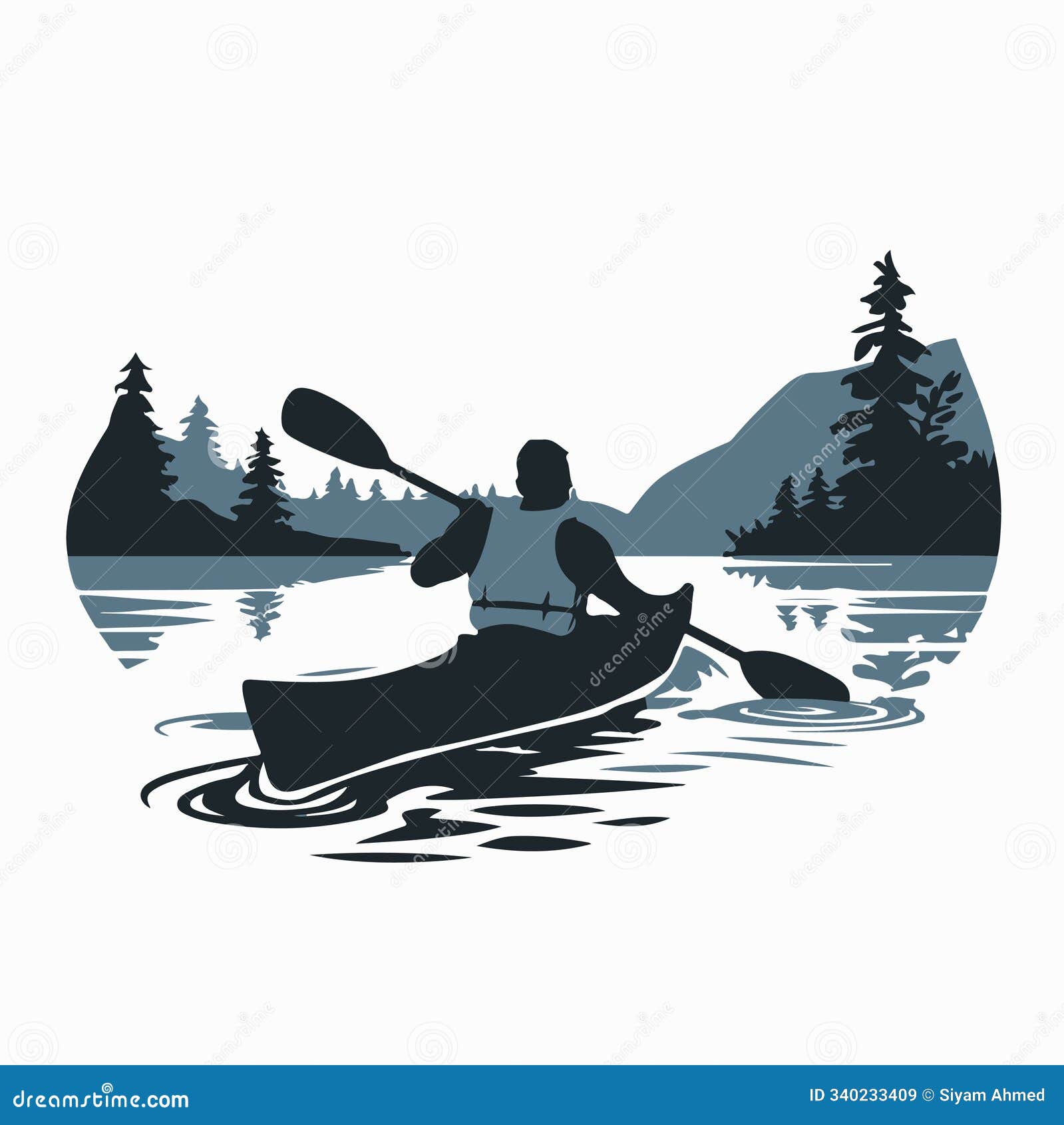 A Vector Silhouette Kayaking. Stock Vector - Illustration of adventure ...