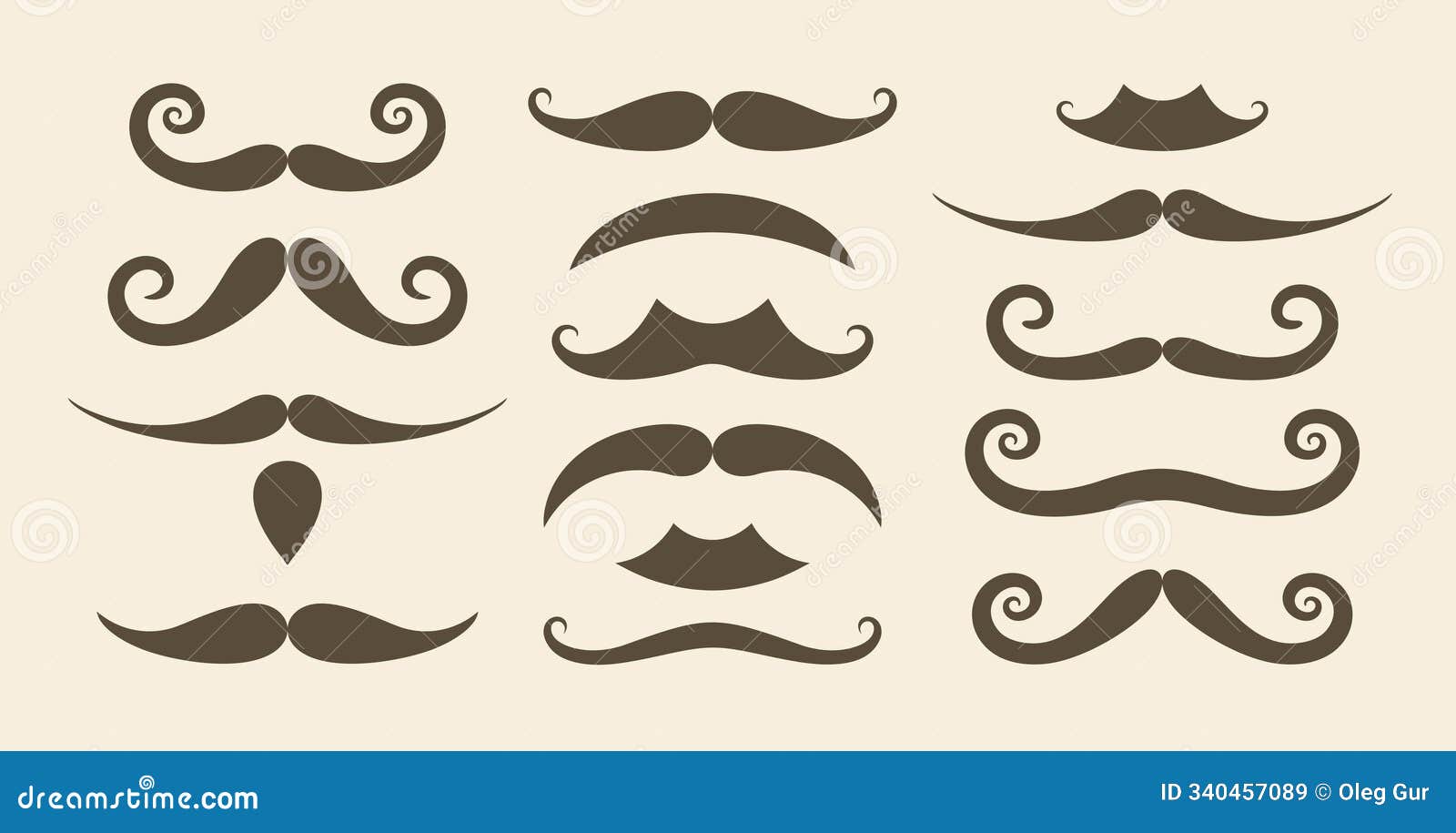 Mustache Silhouette. Isolated Mustache On White Background Cartoon ...