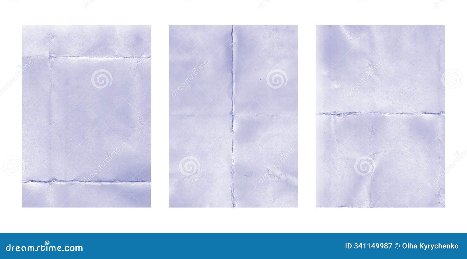Purple Folded Worn Paper Set. Trendy Background Crumpled Paper Texture ...