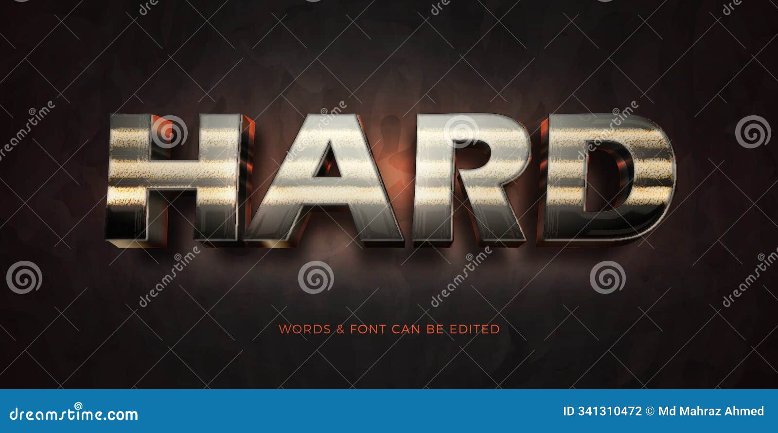 Editable Metallic Text Effect. Hard Text Effect Stock Illustration ...