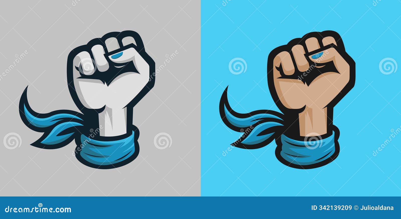 Fist With Blue Lightning Illustration Cartoon Vector | CartoonDealer ...