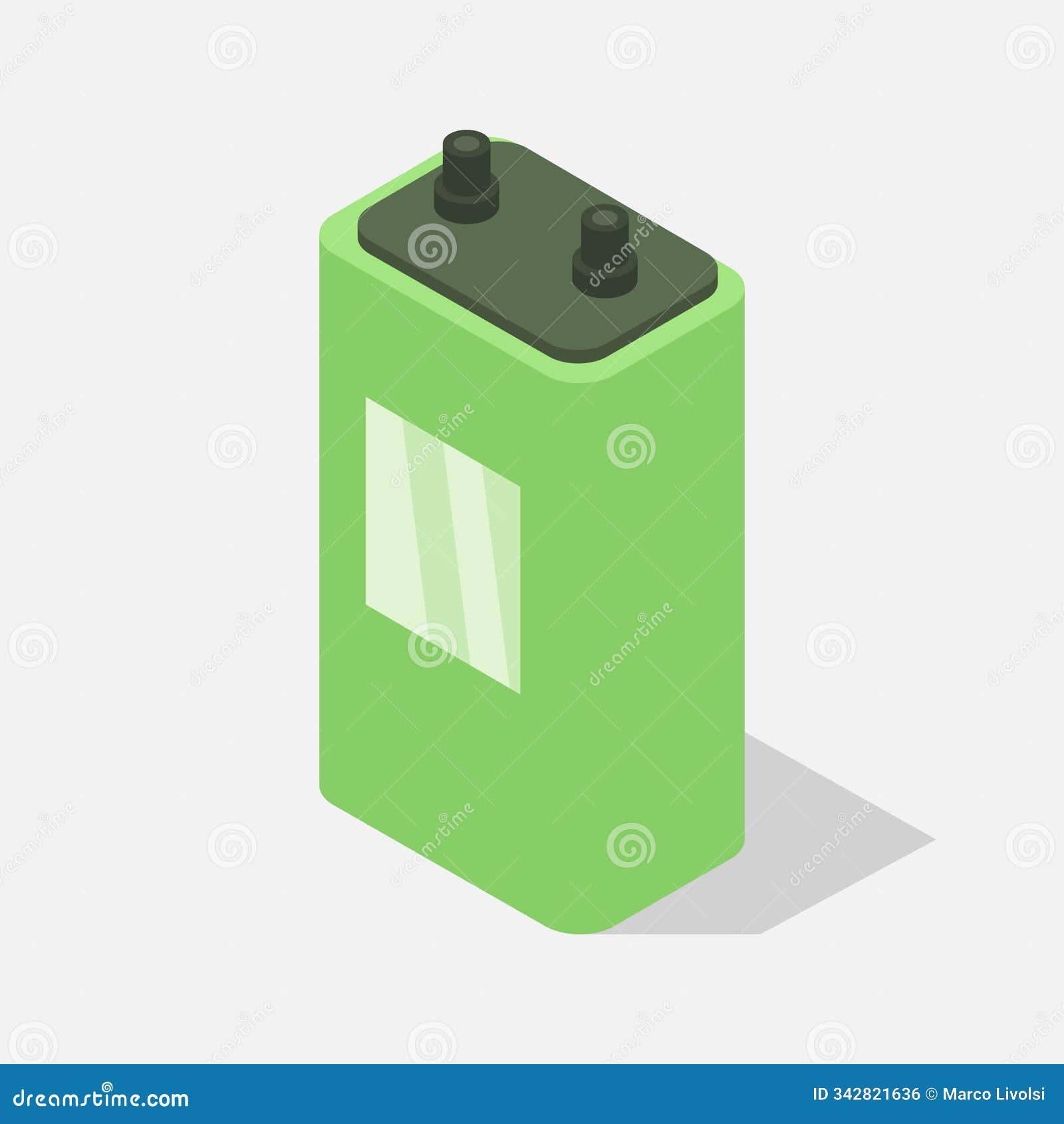 Isometric 9V Battery Isolated On White Background. Nine Volt Battery ...