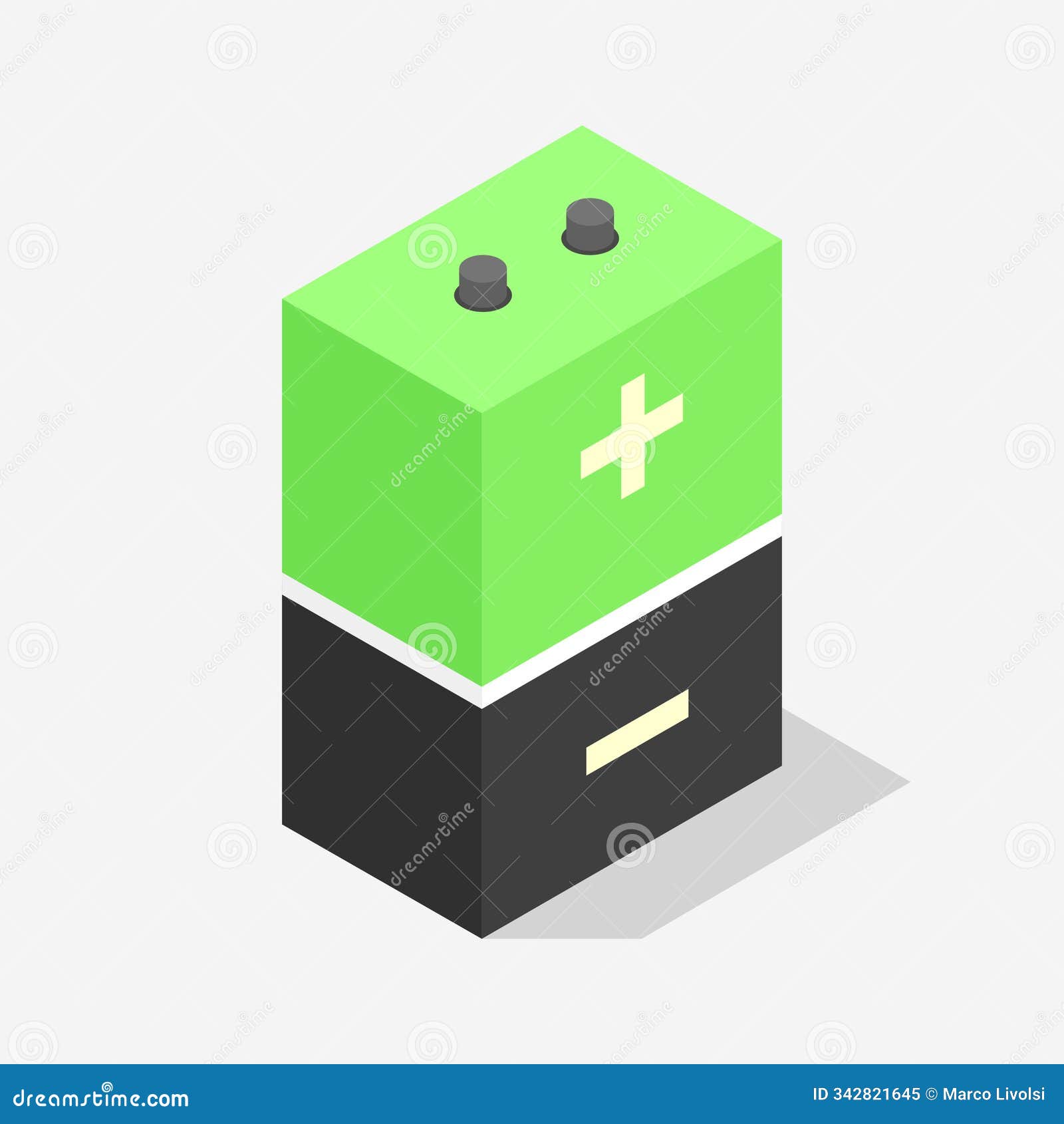 Isometric 9V Battery Isolated On White Background. Nine Volt Battery ...