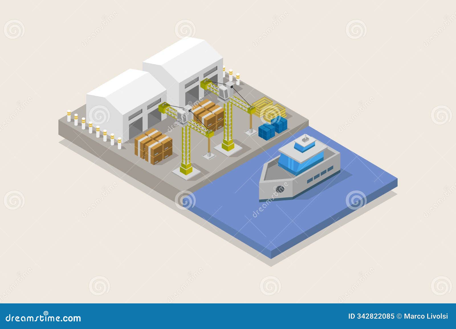 Isometric Port On White Background Vector Graphic Illustration. Stock ...
