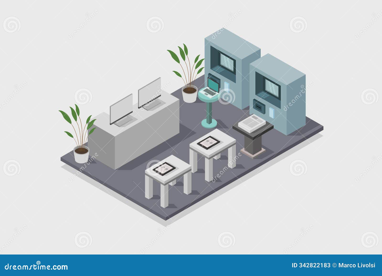 Illustrated Isometric Stamper Cartoon Vector | CartoonDealer.com #342822207