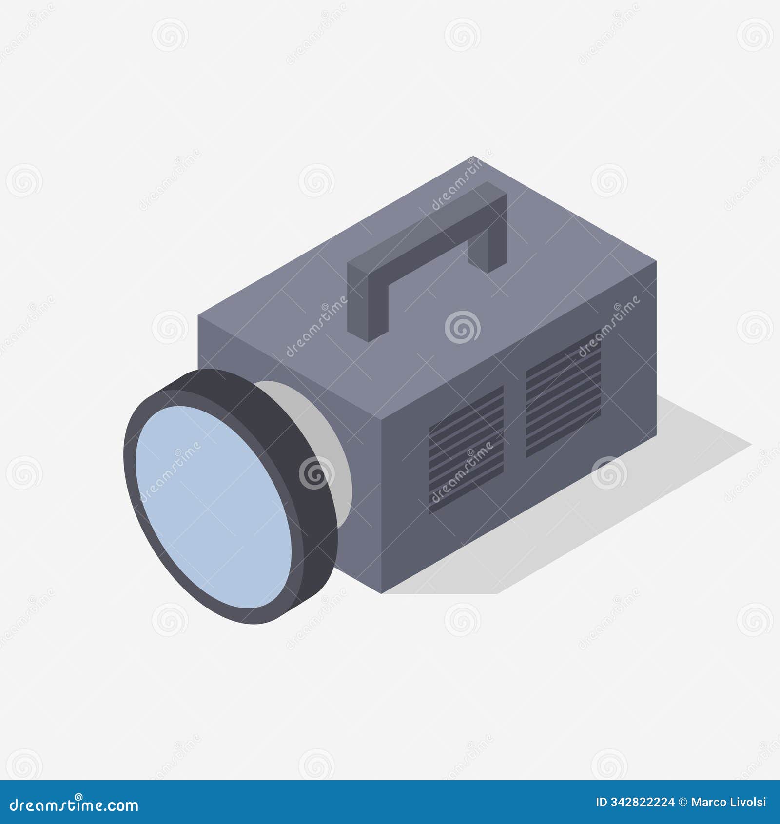 Set Isometric Flashlight, Moon And Stars, Barbecue Grill And Fork Spoon ...