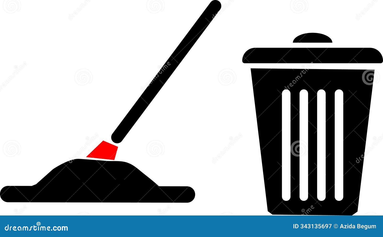 Mop and Trash Bin Icon for Cleaning and Waste Management Stock ...