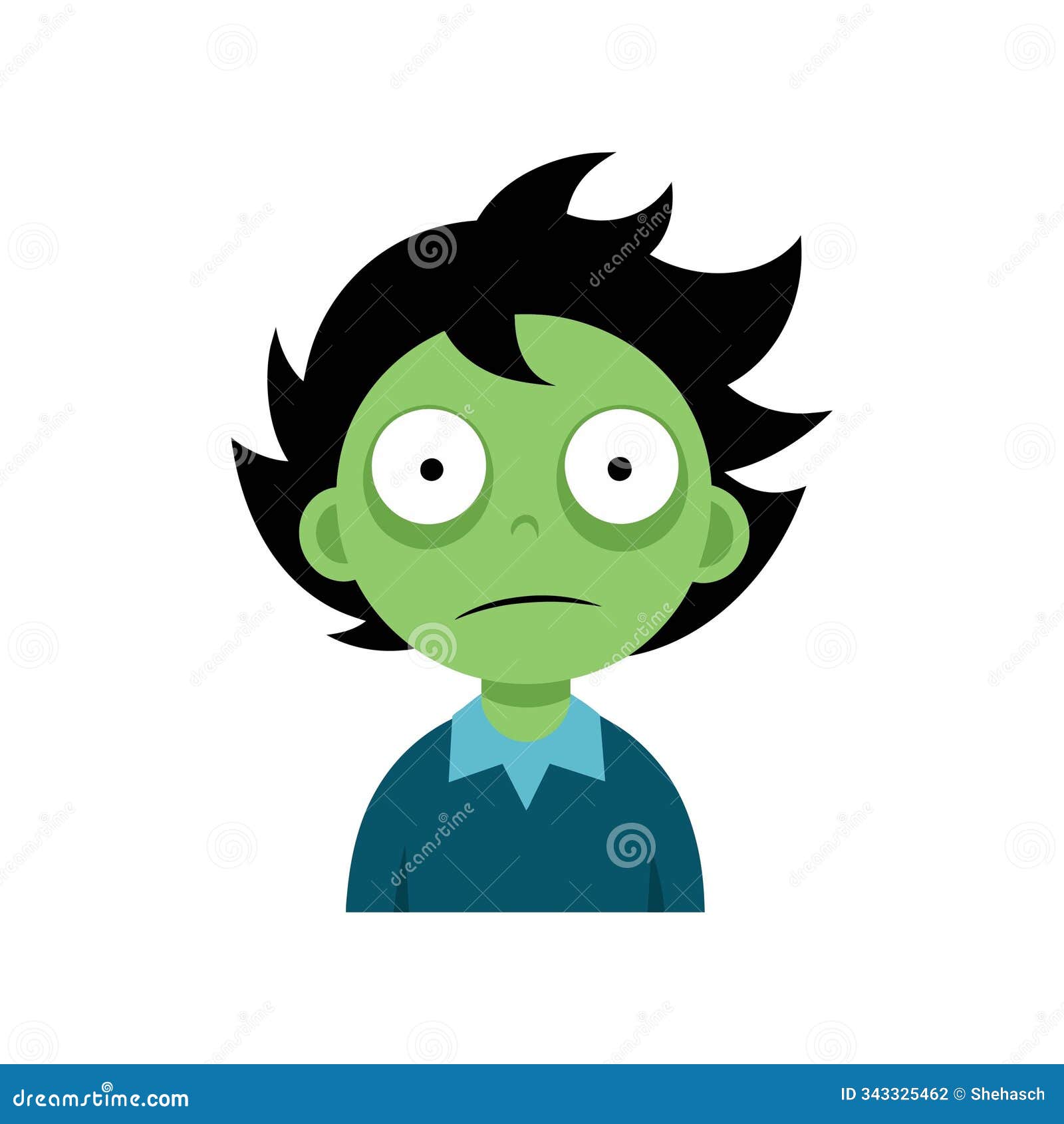 Green Zombie Face Vector Illustration Close Up Stock Vector ...