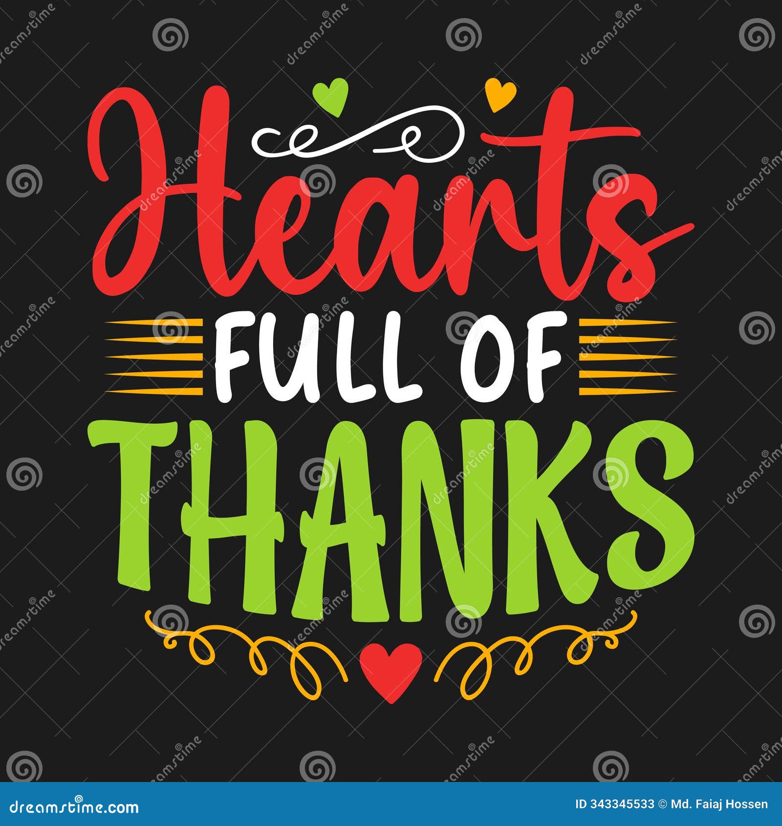 Hearts full of thanks stock illustration. Illustration of happy - 343345533