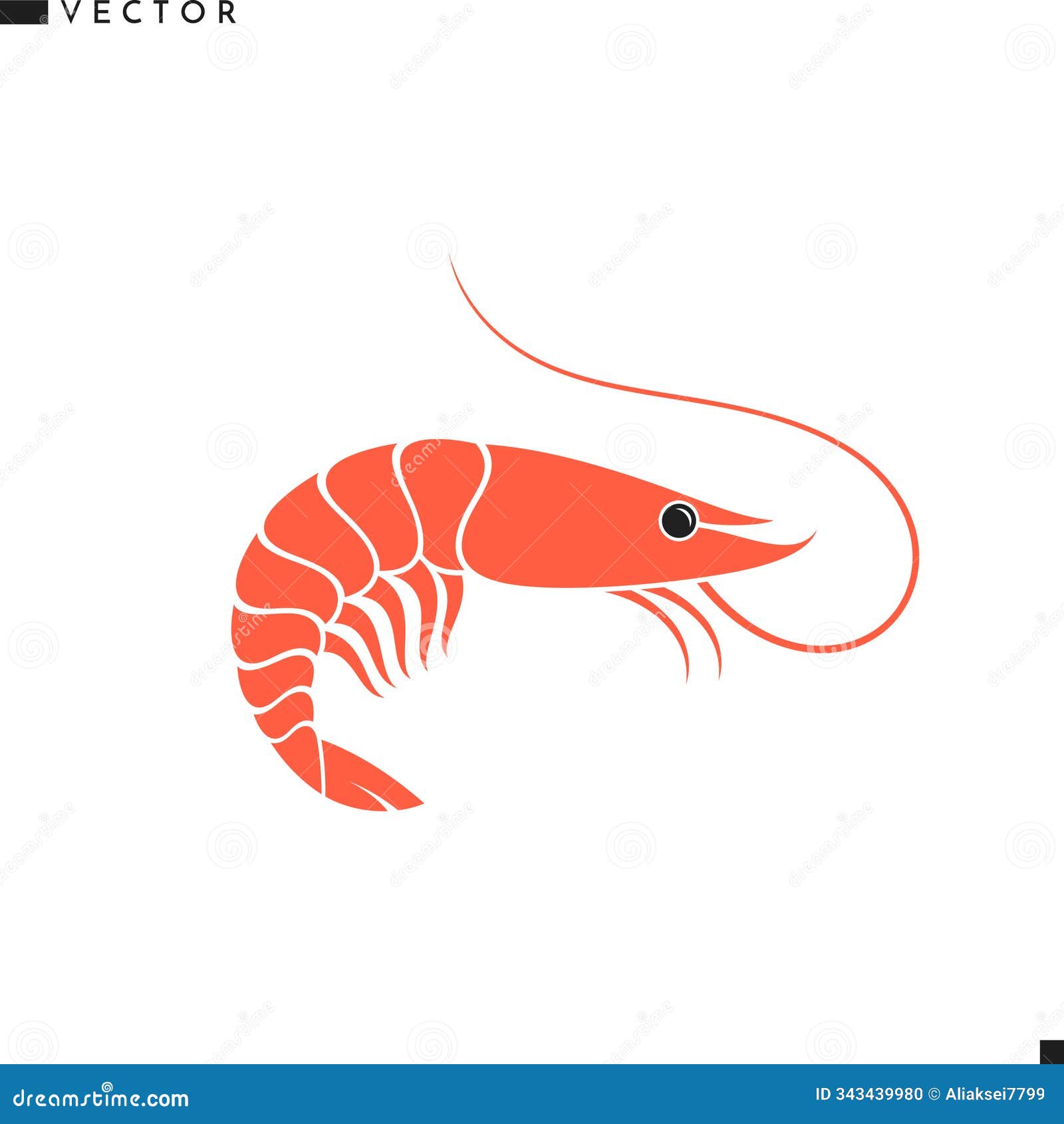 Shrimp Silhouette Vector In A Simple Art Style On A White Background ...