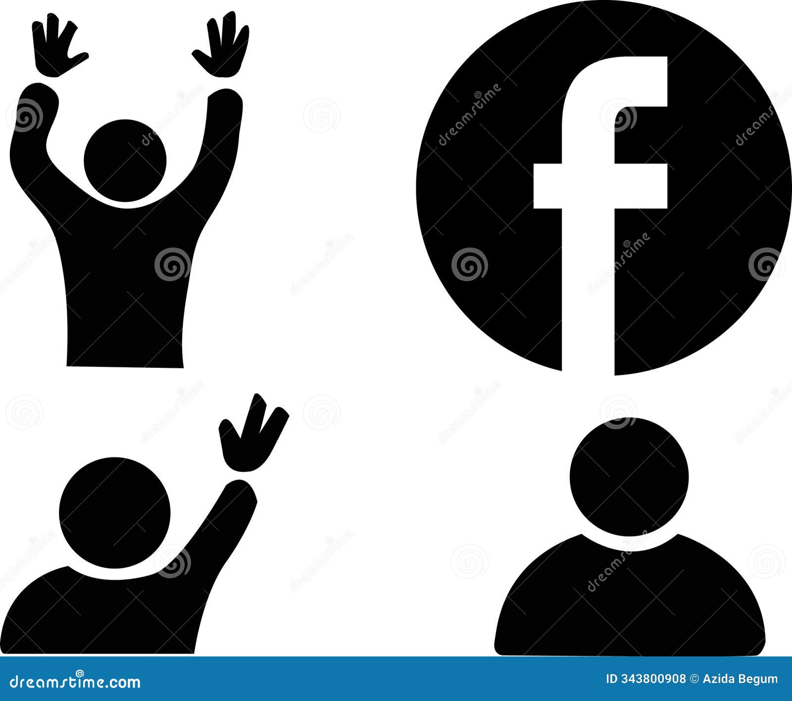 Facebook Icons with Human Silhouettes Vector Set Stock Vector ...