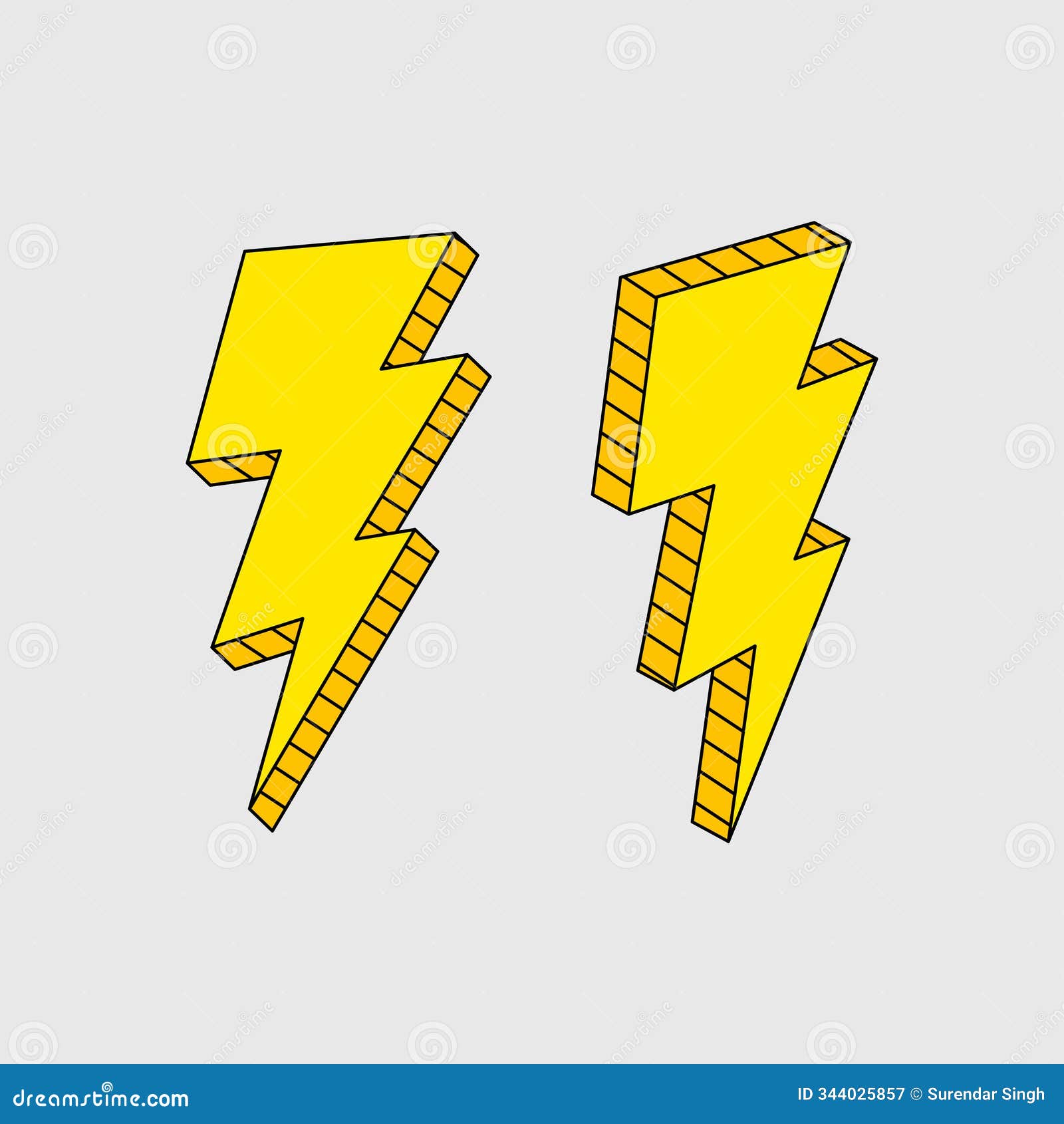 3d Thunder and Bolt Lighting Flash. Symbol of Energy, Danger and Power ...
