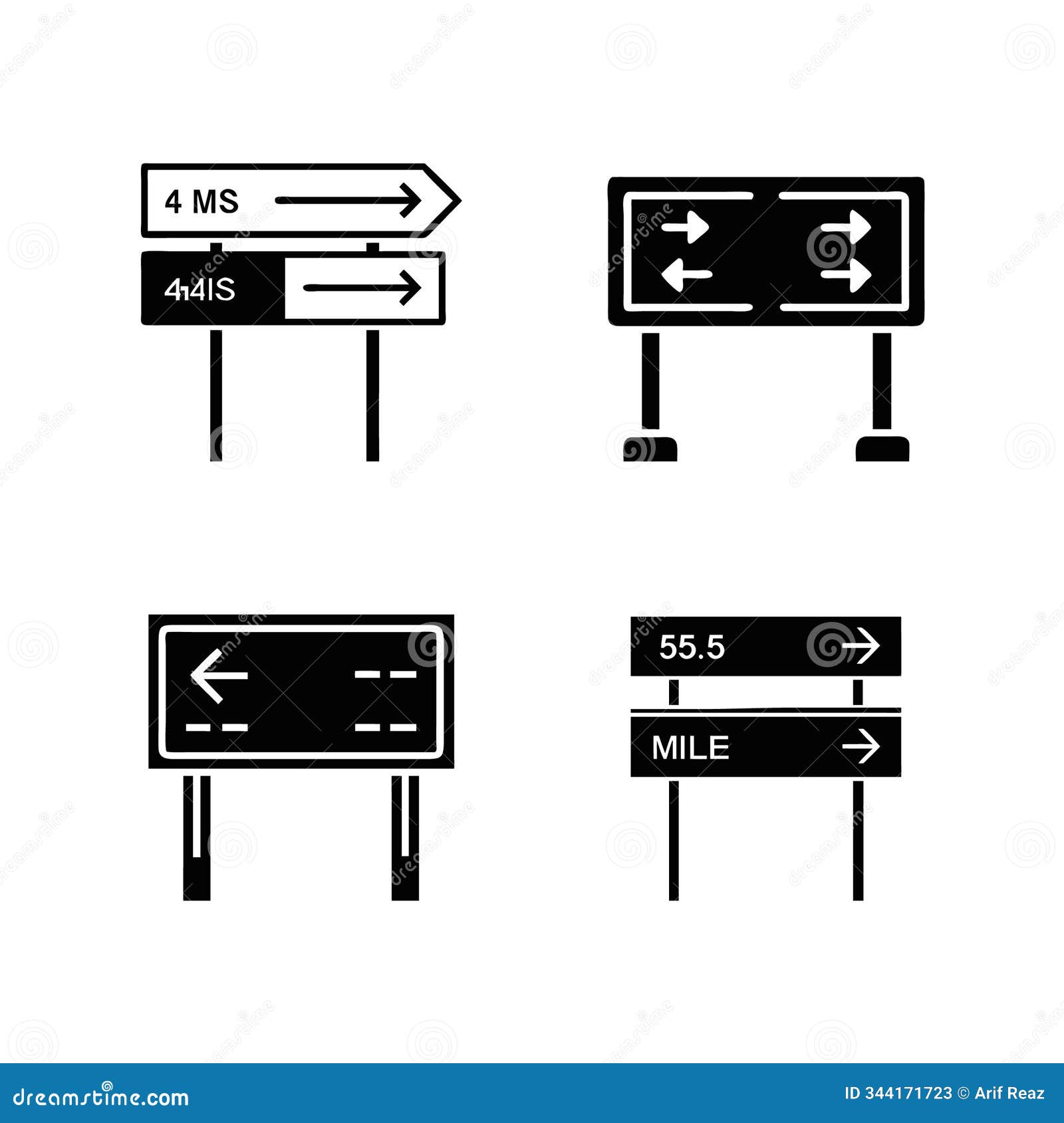 Customizable Mile Marker Signs Vector Graphics Stock Vector ...