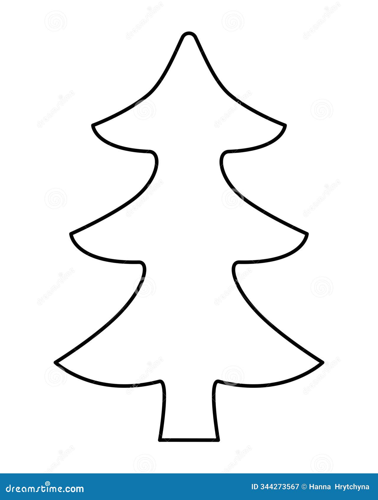 Stylized Simple Fir Tree, Plant for Coloring or Cutting - Vector Linear ...