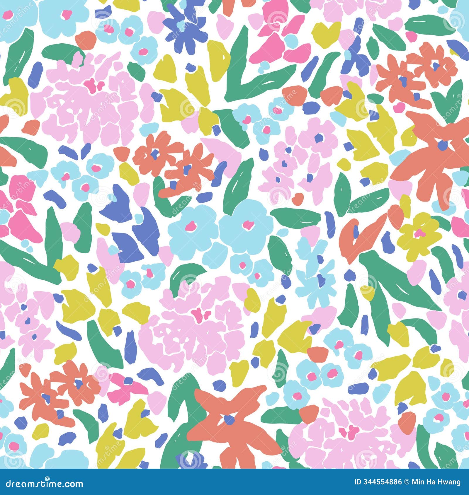 Vector Cute Floral Seamless Repeat Pattern Digital Artwork Stock ...
