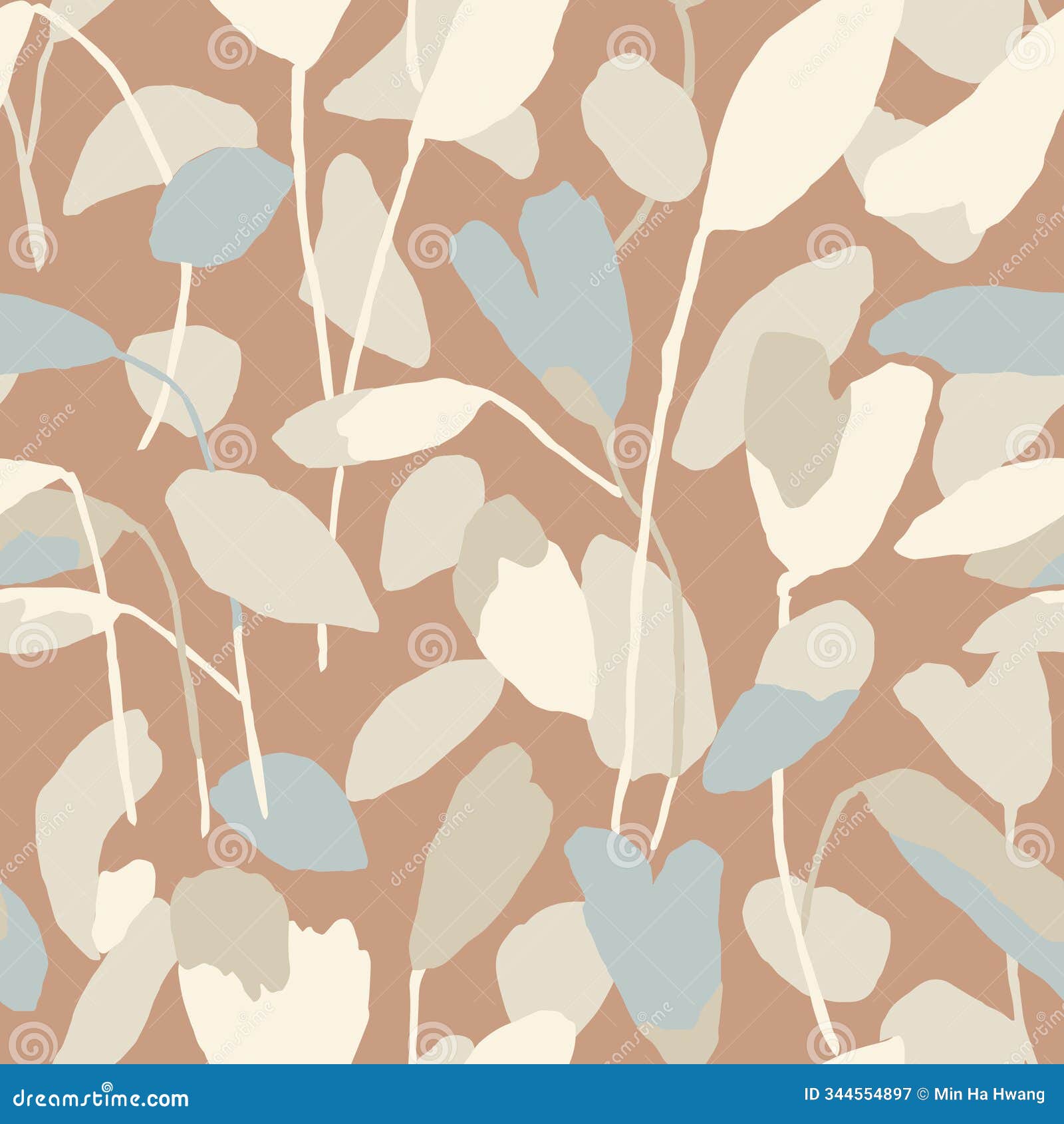 Vector Modern Leaf Illustration Seamless Repeat Pattern Digital Artwork ...