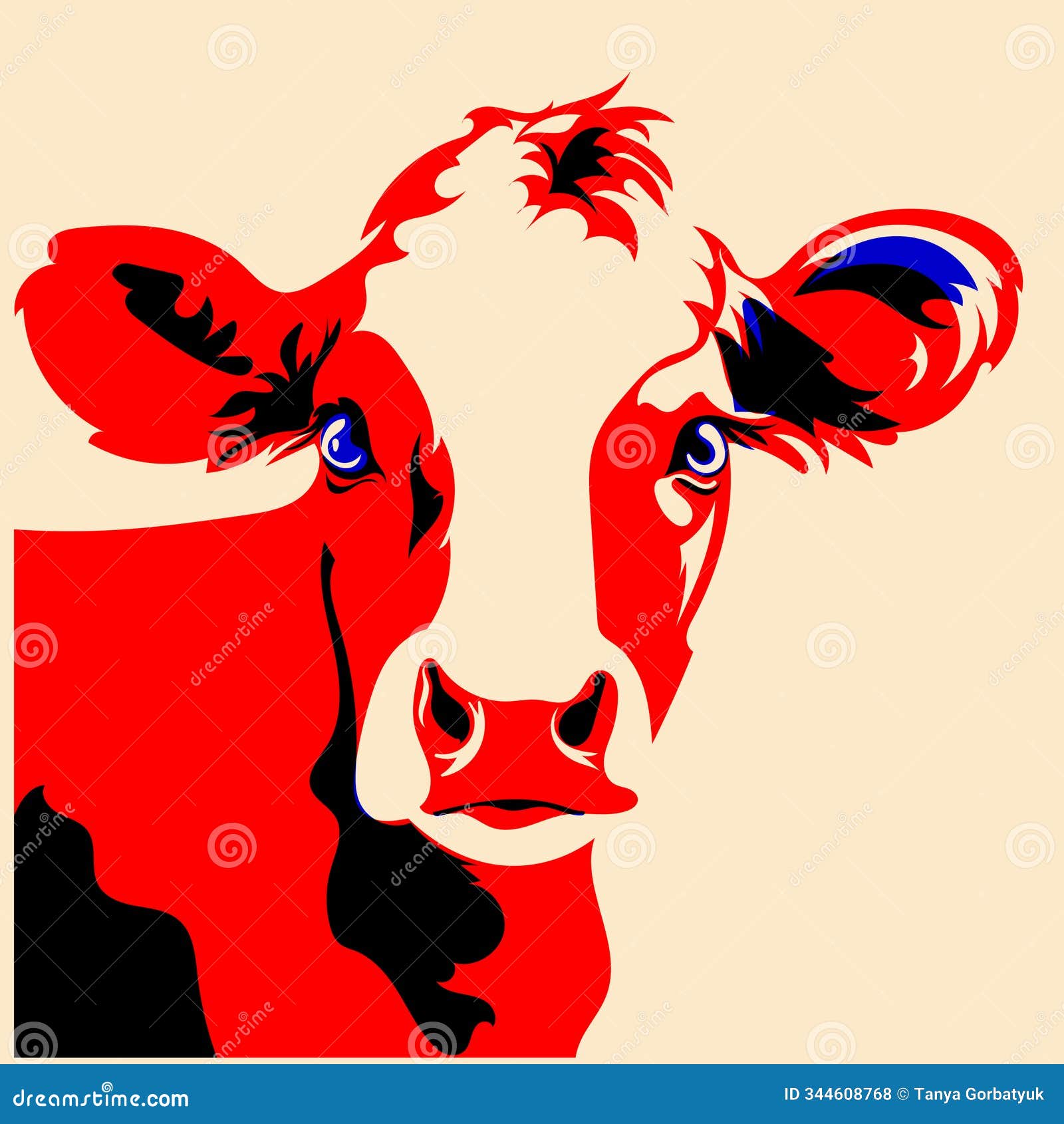 Colorful, Fancy Cow. Avatar, Badge, Poster, Logo Templates, Print Stock ...
