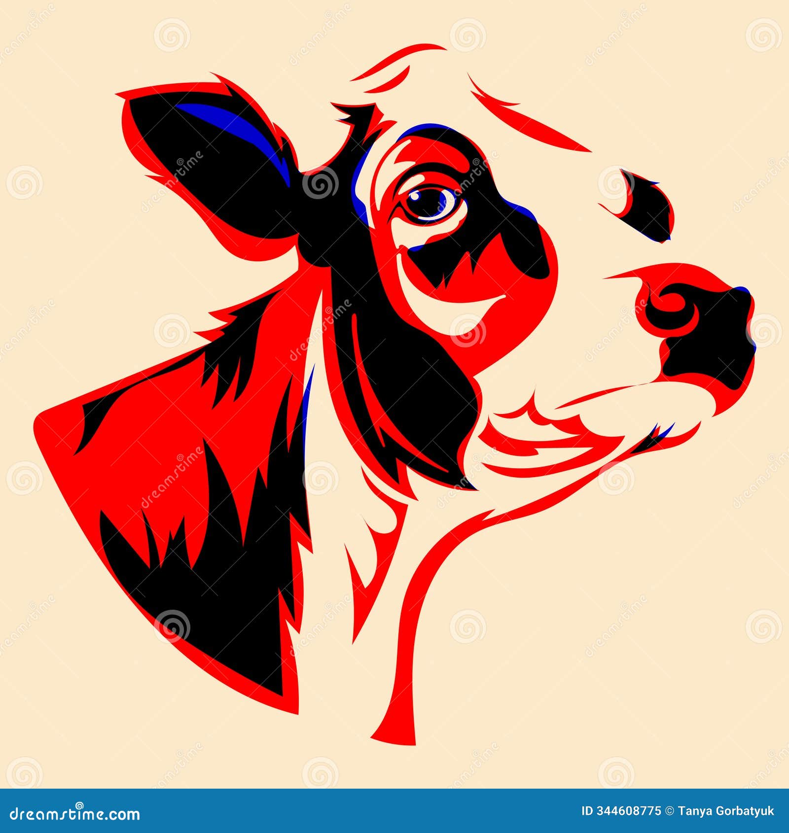Colorful, Fancy Cow. Avatar, Badge, Poster, Logo Templates, Print Stock ...
