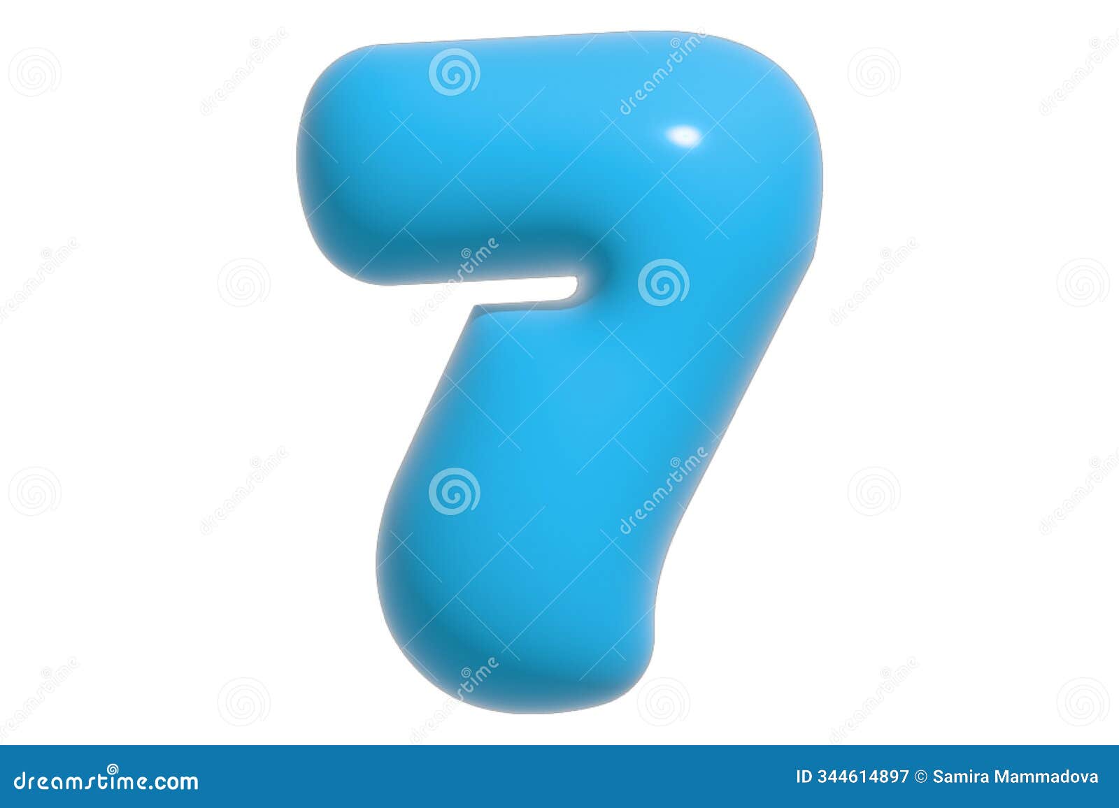 3d blue seven number stock illustration. Illustration of icon - 344614897
