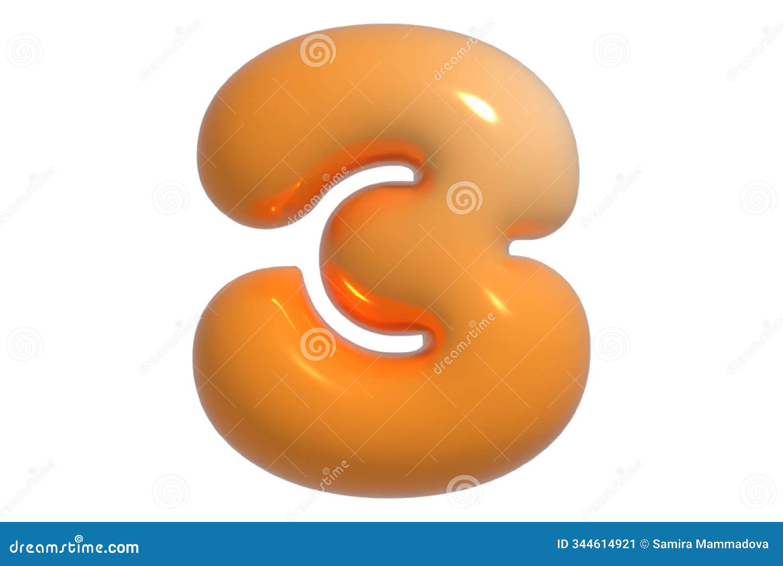 3d orange three number stock illustration. Illustration of sign - 344614921