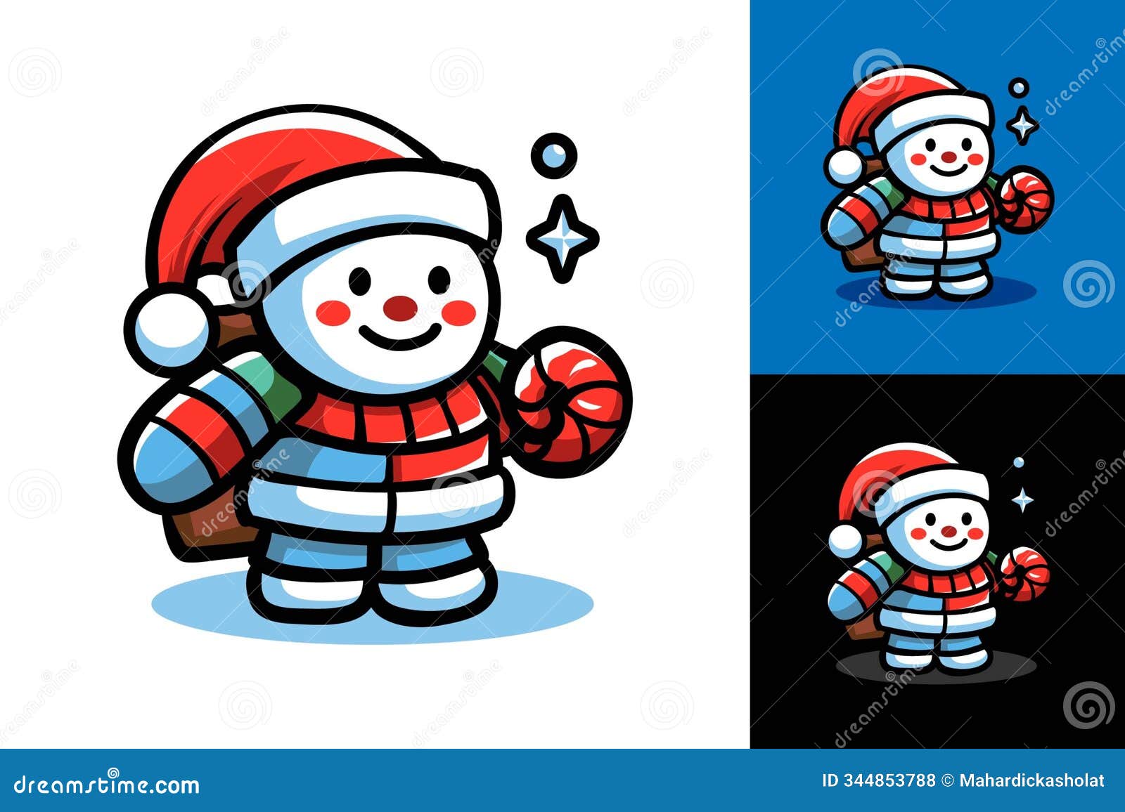 Snowman Element. Set of Cartoon Christmas Illustrations Isolated Stock ...