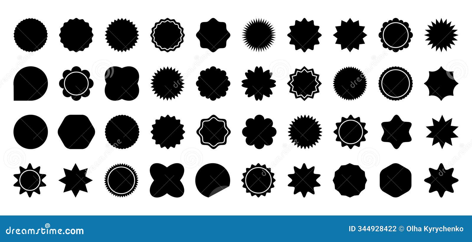 Sales Sticker Templates of Different Shapes. Shopping Black Labels Set ...