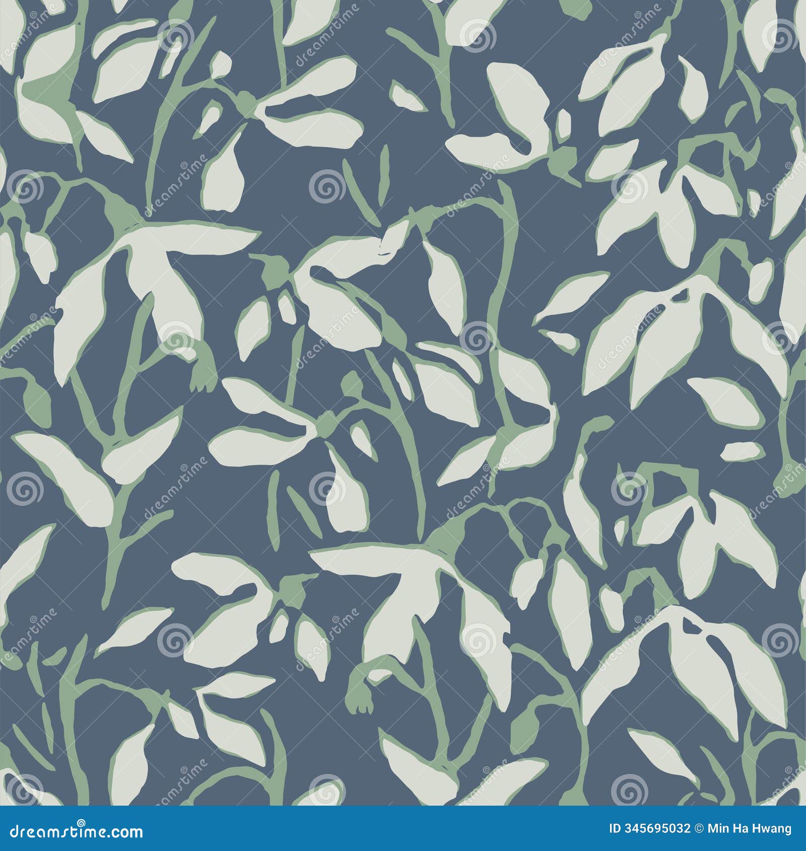 Vector Botanical Floral Illustration Seamless Repeat Pattern Digital ...