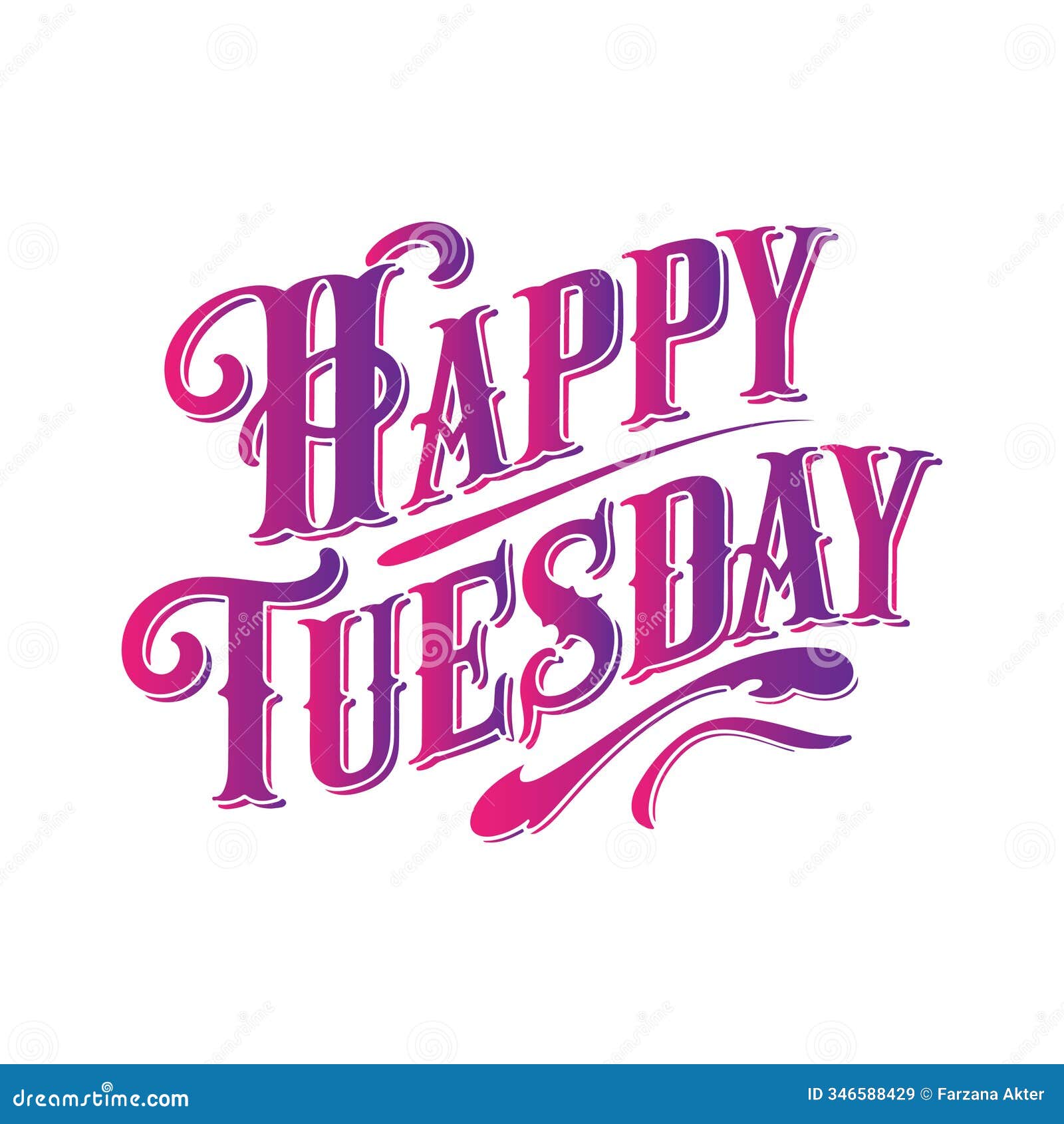 Happy Tuesday Typography Calligraphy Silhouette Vector Art Stock ...