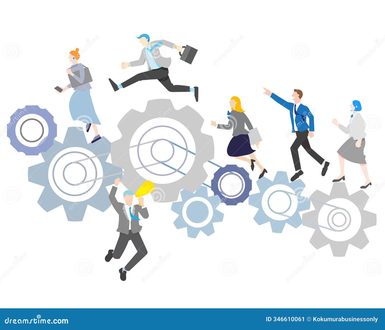 Business Team and Gears -work Together Vector Illustration Stock Vector ...