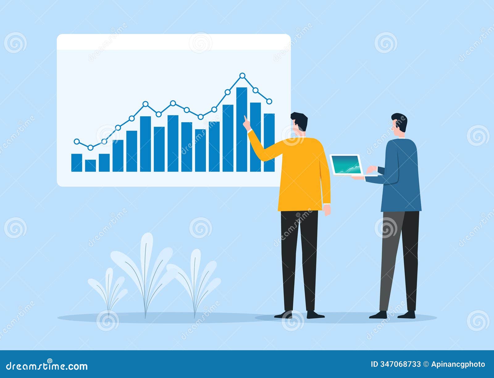 Data Chart With Fluctuating Blue Bars, Signature Swirling Through ...