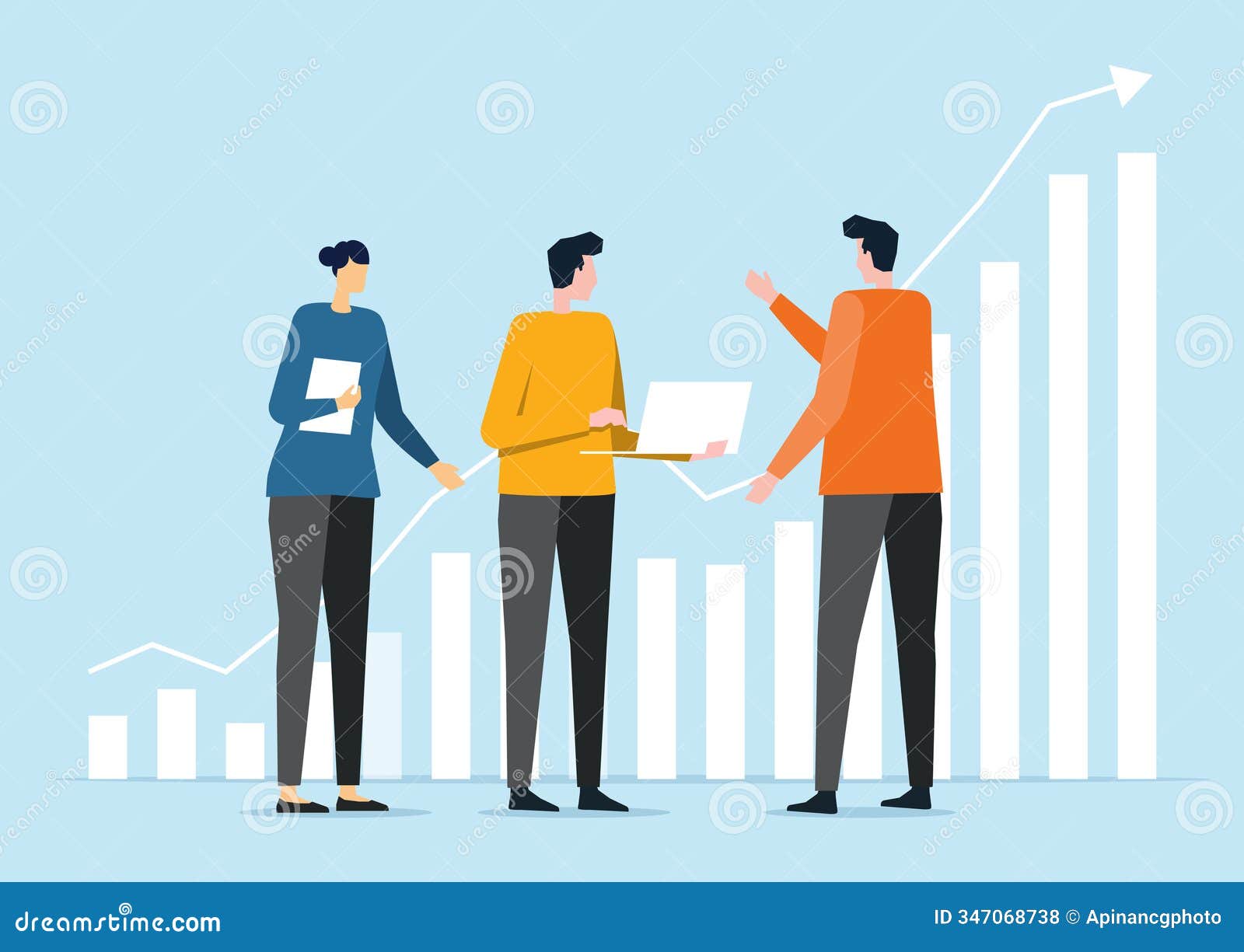 Group Business Team Meeting and Finance Investment Graph Research ...