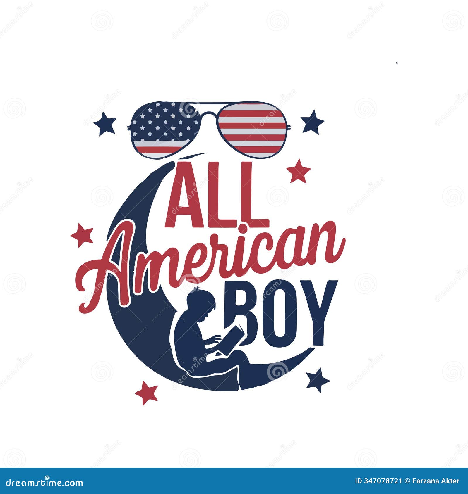 Illustration Vector All American Boy T-shirt Design Art Icon Stock ...