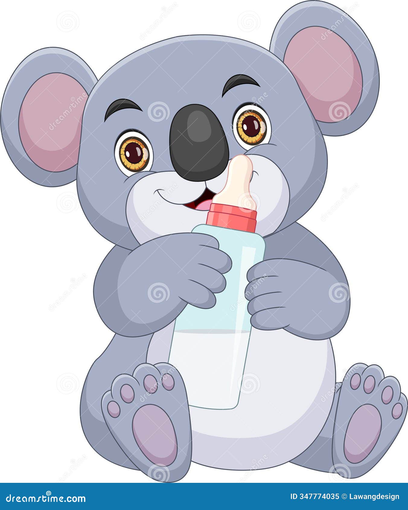 Cartoon Cute Baby Koala Holding Milk Bottle Stock Illustration ...