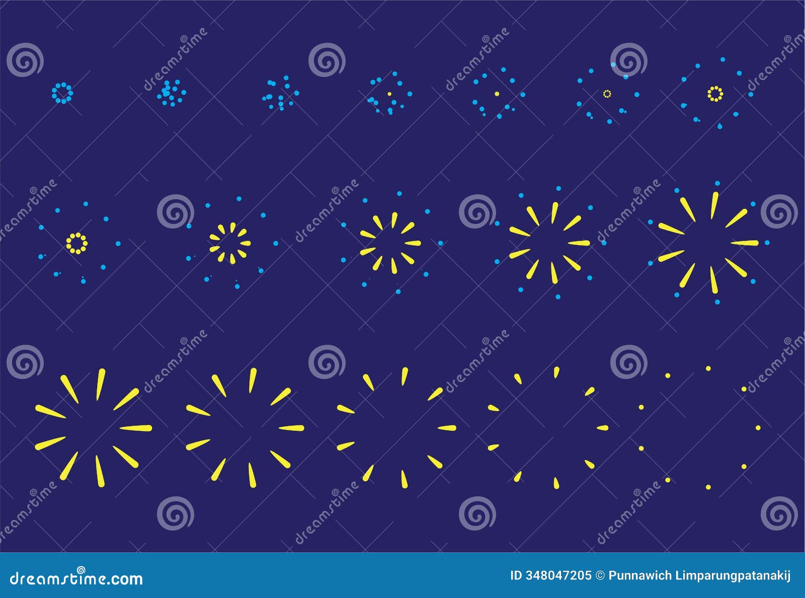 Fireworks Blue and Gold Flat Design Animation Motion Sequence Frame ...